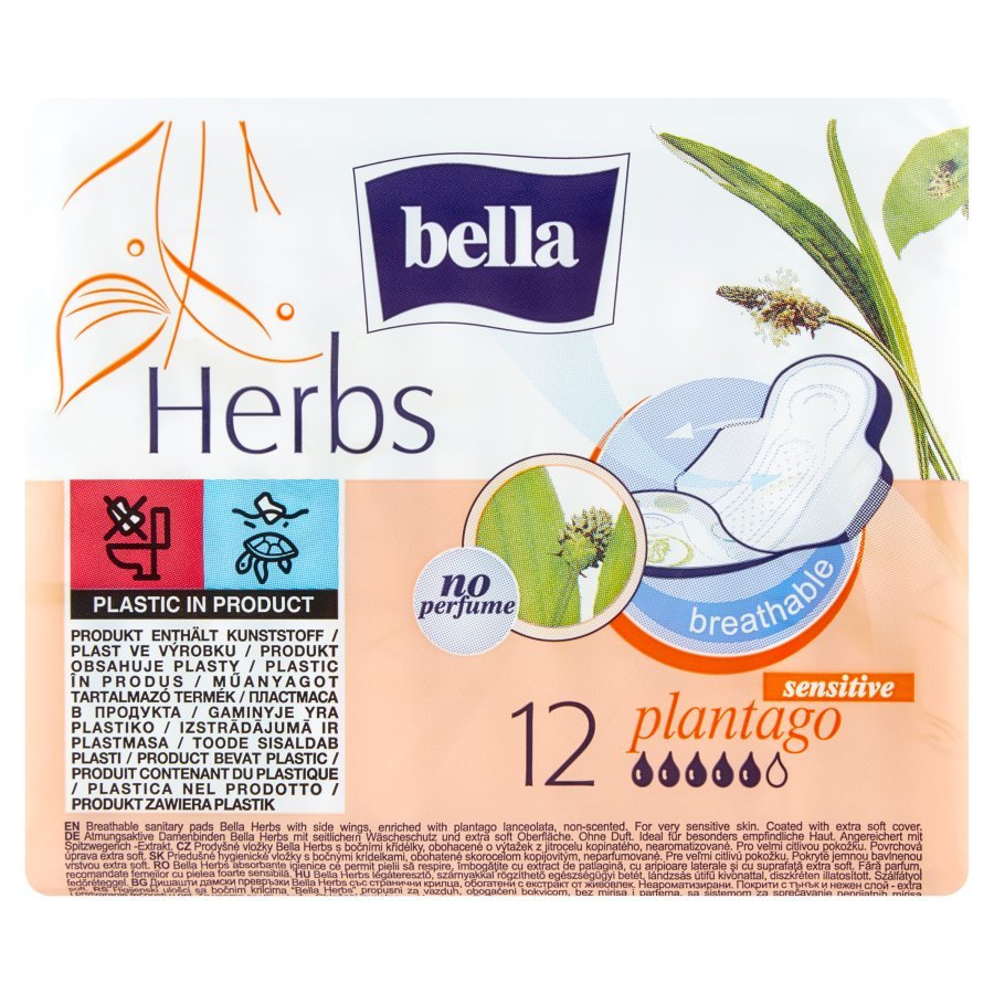 Bella Herbs Plantago Sanitary Pads Enriched with Herbs 12 Pieces ...