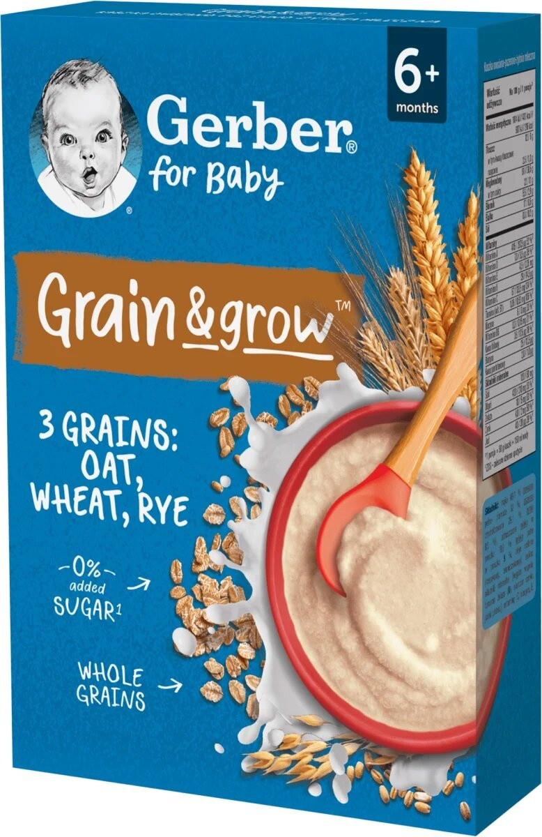 Gerber Grain & Grow Milk Porridge 3 Cereals for Babies after 6 Months of Age 200g | Food \ For ...