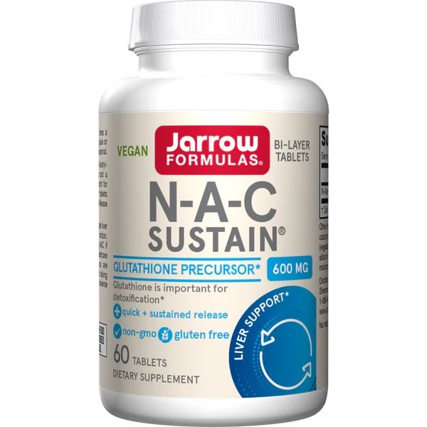 Jarrow Formulas N-A-C Sustain N-Acetyl-L-Cysteine 600mg For Detoxification and Antioxidant ...