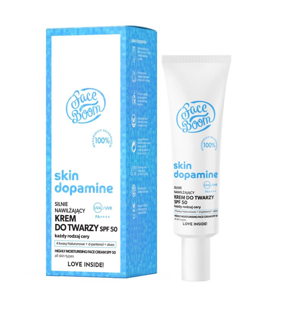 FaceBoom Skin Dopamine Silnie Nawilżający Krem do Twarzy SPF 50 Vegan ...